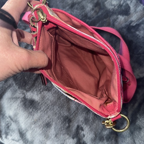 Coach | Bags | Coach Multi Colored Signature Crossbody Bag Pink Canvas ...